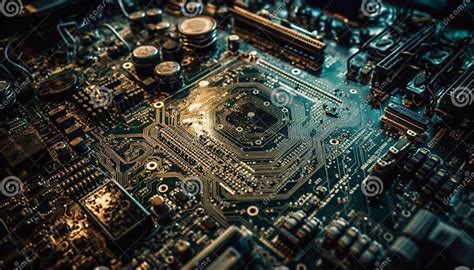 Complexity Of Semiconductor Industry Shown In Close Up Computer Chip Circuit Generated By Ai
