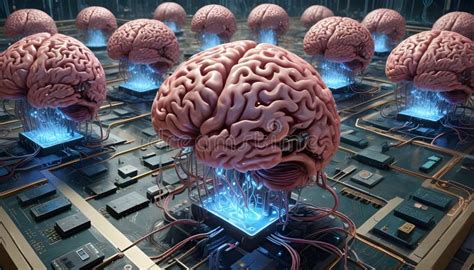 Quantum Computer Style Realistic 3d Fusion Of Human Brains Biological
