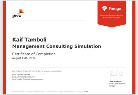 completed a management consulting simulation with pwc kaif tamboli posted on the topic linkedin