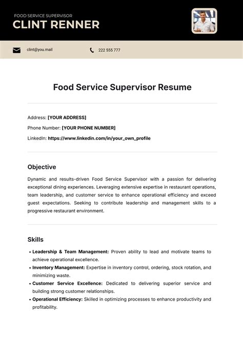 Objective For Food Service 10 Food Service Supervisor Resume Samples