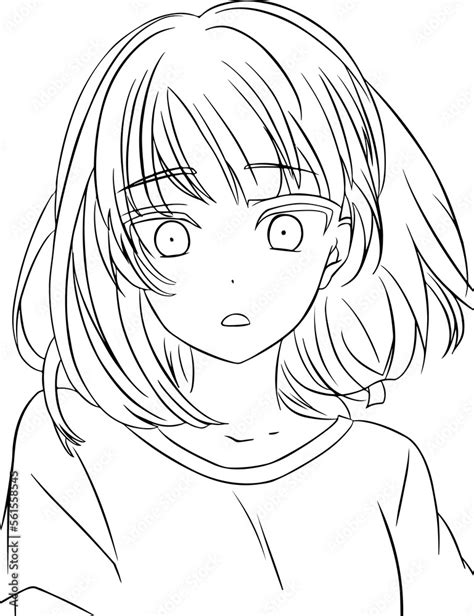 Anime Girl Sketch Anime Line Art Drawing Cute Anime Girl Png Stock