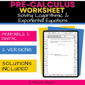Precalculus Worksheet Solving Logarithmic Exponential Functions