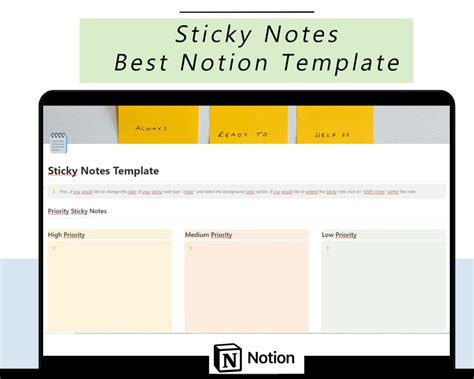 Notion Template Priority Sticky Notes Notion Template For Synced Sticky Notes For Ideas