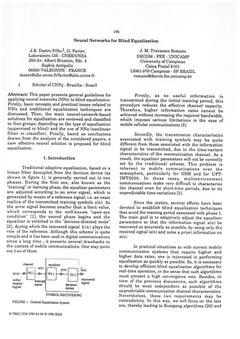 Pdf Neural Networks For Blind Equalization