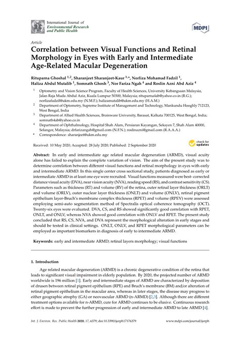 Correlation Between Visual Functions And Retinal Morphology In Eyes With Early And Intermediate