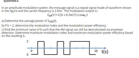 Solved QUESTION In An Amplitude Modulation System The Chegg