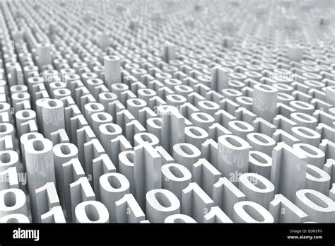 Abstract White Digital Binary Code Background With Depth Of View Stock