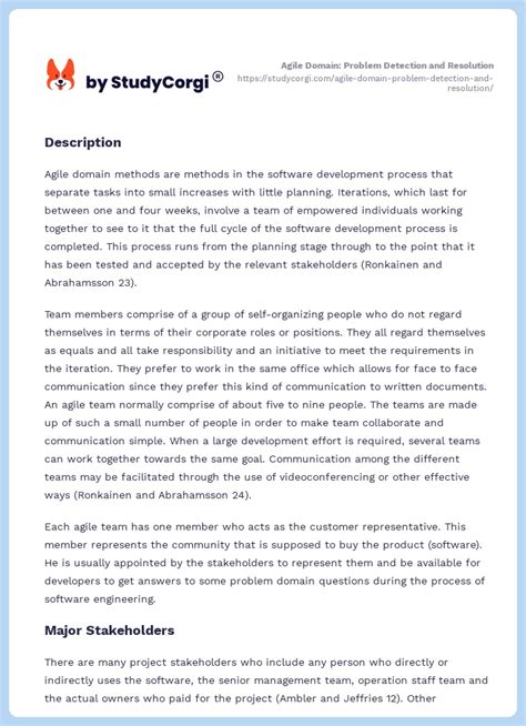 Agile Domain Problem Detection And Resolution Free Essay Example