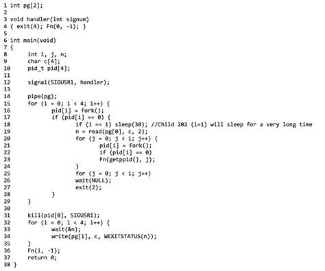 Solved If I 1 Int Pg 2 2 3 Void Handlerint Signum 4