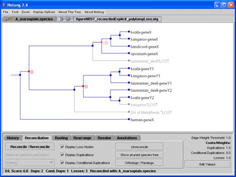 2 A Binary Gene Tree Reconciled With The Non Binary Species Tree In Download Scientific