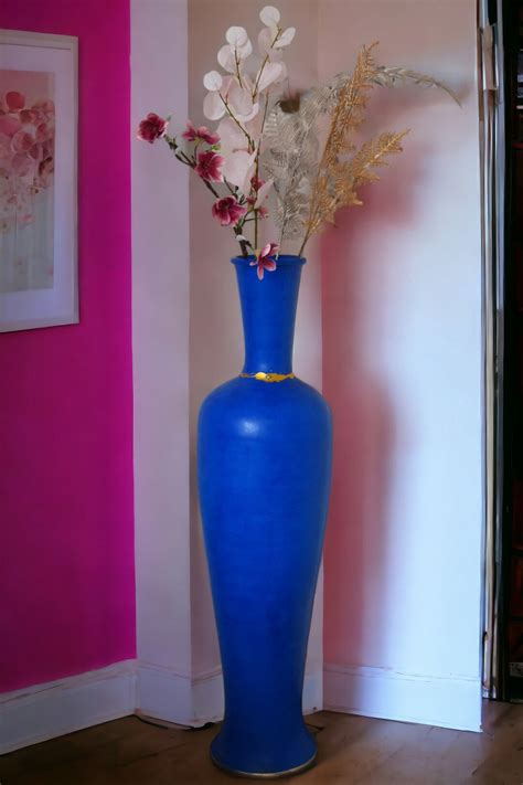Real Gold Kintsugi Blue Giant Floor Vase Etsy
