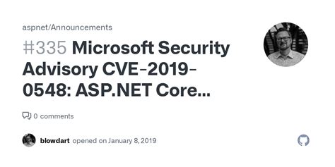 Microsoft Security Advisory Cve 2019 0548 Aspnet Core Denial Of Service Vulnerability · Issue