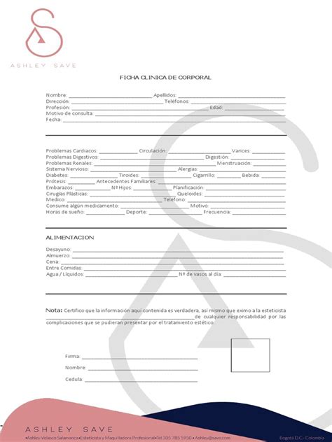 Ficha Clinica Estetica Consentimiento Informado Medicina
