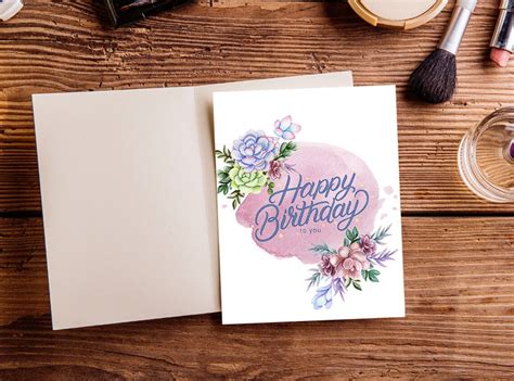 Floral Watercolor Birthday Card Digital Download Etsy