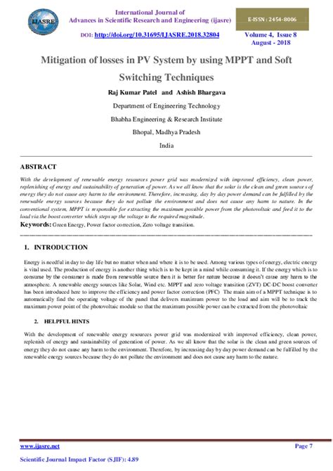Pdf Mitigation Of Losses In Pv System By Using Mppt And Soft