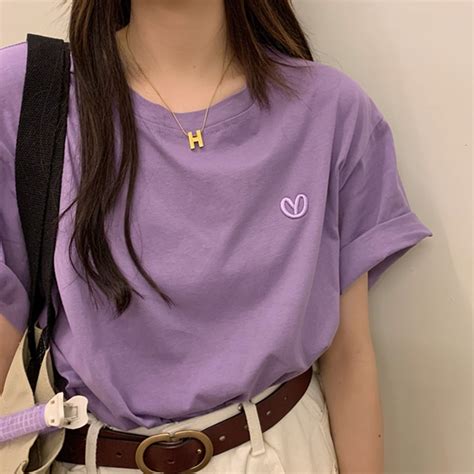 [기획특가] 러빙유 캐주얼 하트 자수 반팔 티셔츠