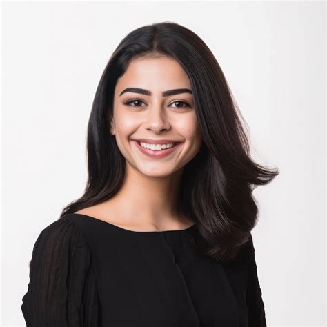 Premium Photo Egyptian Arab Woman Portrait With Black Hair Smile And