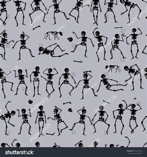 Pattern Black White Silhouette Skeleton Skeleton 库存矢量图（免版税）323537423