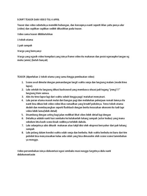 Script Teaser Dan Video Tgl 4 April Pdf