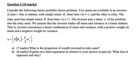 Solved Question 5 10 ﻿marks Consider The Following Classic