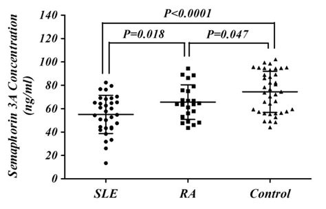 Serum Levels Of Semaphorin 3a In Sle Ra Patients And Healthy Controls Download Scientific