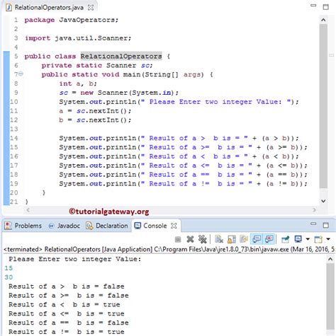 Relational Operators In Java