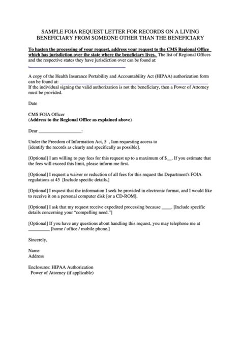 Beneficiary Letter Template