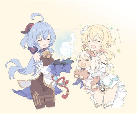 Ganyu Lumine And Paimon Genshin Impact Drawn By Bladegalaxist