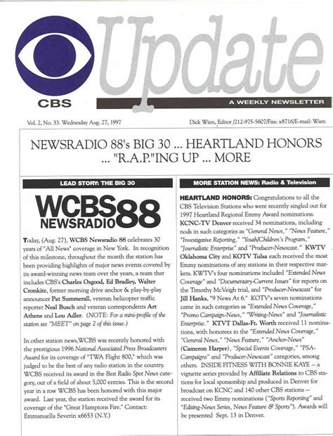 Wcbs Newsradio 88 Appreciation Site