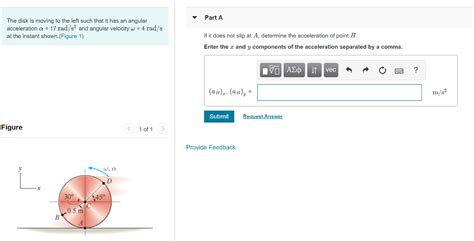 Solved Part A The Disk Is Moving To The Left Such That It