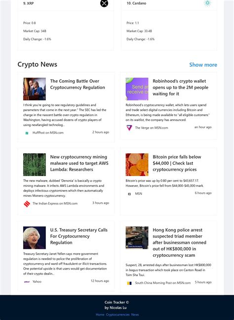 Github Nicolas Lukitareact Coin Tracker Cryptocurrency App Connected To Coin Ranking Api And