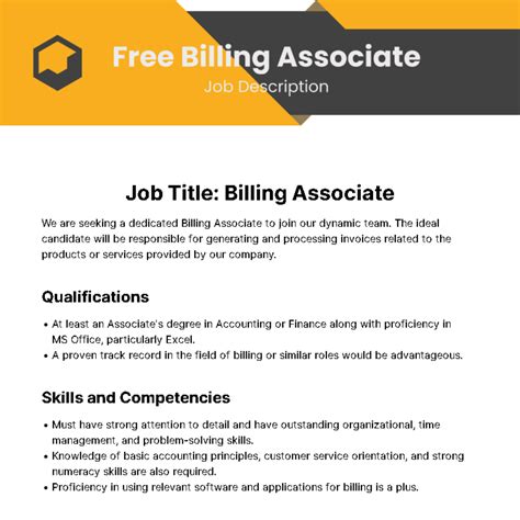 Free Billing Associate Job Description Template To Edit Online
