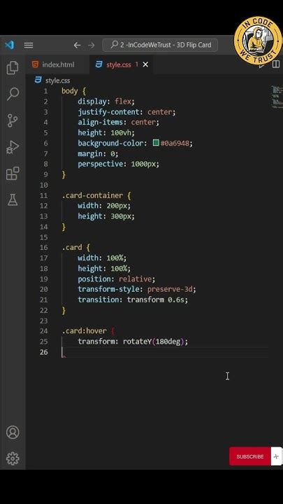 3d Flip Card Html Css Js Youtube