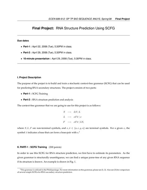 Final Project Rna Structure Prediction Using Scfg Ecen 689 Docsity