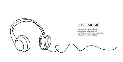 손으로 그린 한 선 벡터입니다 헤드폰의 연속적인 한 줄 그리기 벡터 일러스트 레이 션 헤드폰에 대한 스톡 벡터 아트 및 기타