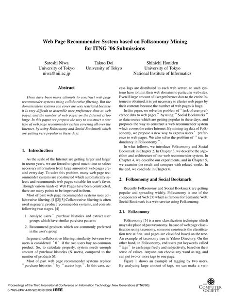 Pdf Web Page Recommender System Based On Folksonomy Mining For Itng