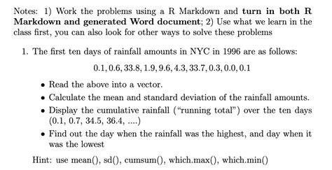 Solved Notes Work The Problems Using A R Markdown And Chegg