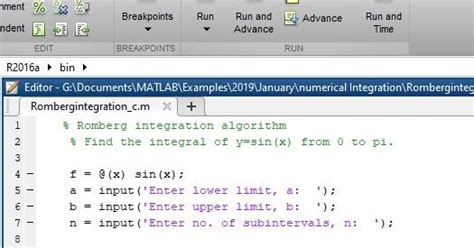 Romberg Integration Algorithm Using Matlab Matlab Programming