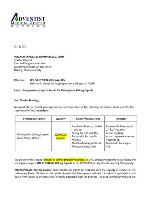 Revised Csp Application For Molnupiravir Template 100521 Pdf