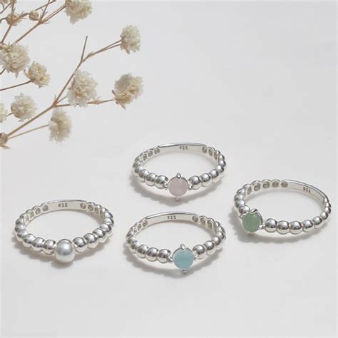 에이큐 당일출고무료배송 🚛 실버 925 원석 볼드 링 구슬 반지 Aq 심플 데일리 앤틱 빈티지 핵 진주 블루 파랑 그린 초록 써지컬 스타일 볼륨 슬림 베이직 무광 에이큐
