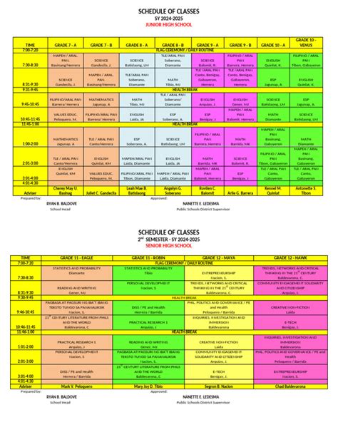 Schedule Of Classes 2024 2025 2nd Sem Pdf Schedule Of Classes 2024 2025 2nd Sem Pdf