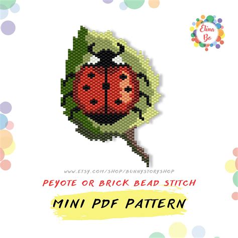 Ladybug Bug On A Green Leaf Bead Pattern For Earrings Or Brooch Pin Miyuki Seed Beads 11 0 Pdf