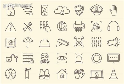 Security Outline Web Icon Set Icons Collection 1291541207 게티이미지뱅크