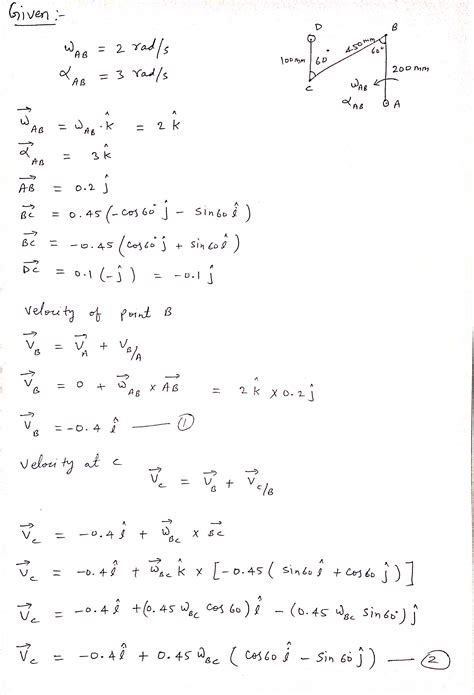 [solved] 3 member ab has an angular velocity of wab 2 rad s and an