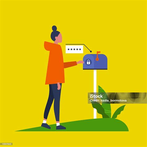 사서함에 대 한 액세스 잠긴 우편함 암호를 입력 합니다 팝업 창이 나타납니다 새로운 기술 플랫 편집 가능한 벡터 일러스트 클립 아트 우편함에 대한 스톡 벡터 아트 및 기타