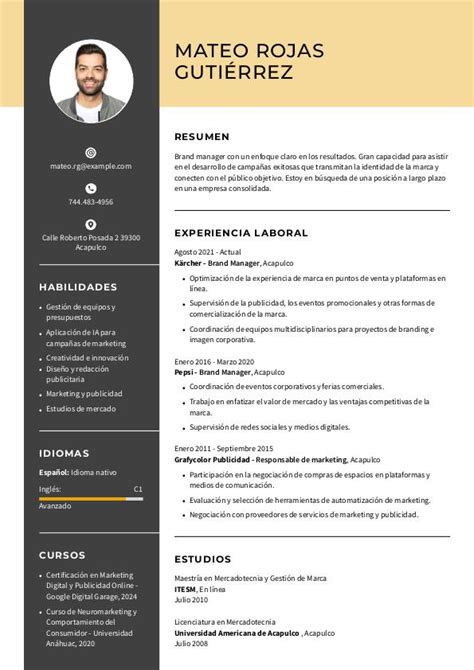 Currículum De Brand Manager Ejemplos Micvideal