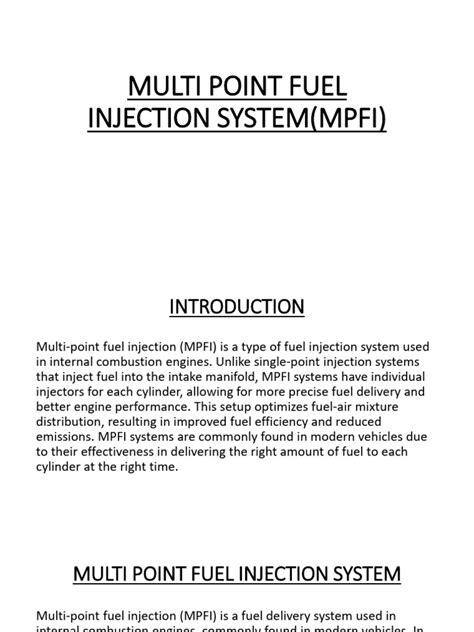 Multi Point Fuel Injection System Mpfi Pdf Fuel Injection Internal Combustion Engine