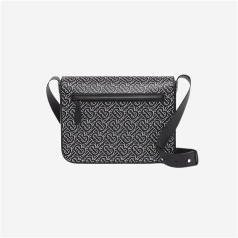 버버리 스몰 모노그램 프린트 레더 메신저백 블랙 화이트 Burberry Kream