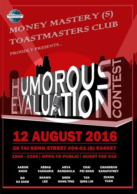 Humorous Speech And Evaluation Contests 2016 One Of The Best Toastmasters Clubs In Singapore