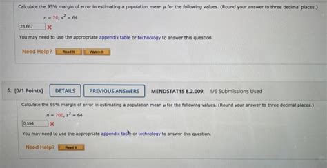 Solved 4 Calculate The 95 Margin Of Error In Estimating A